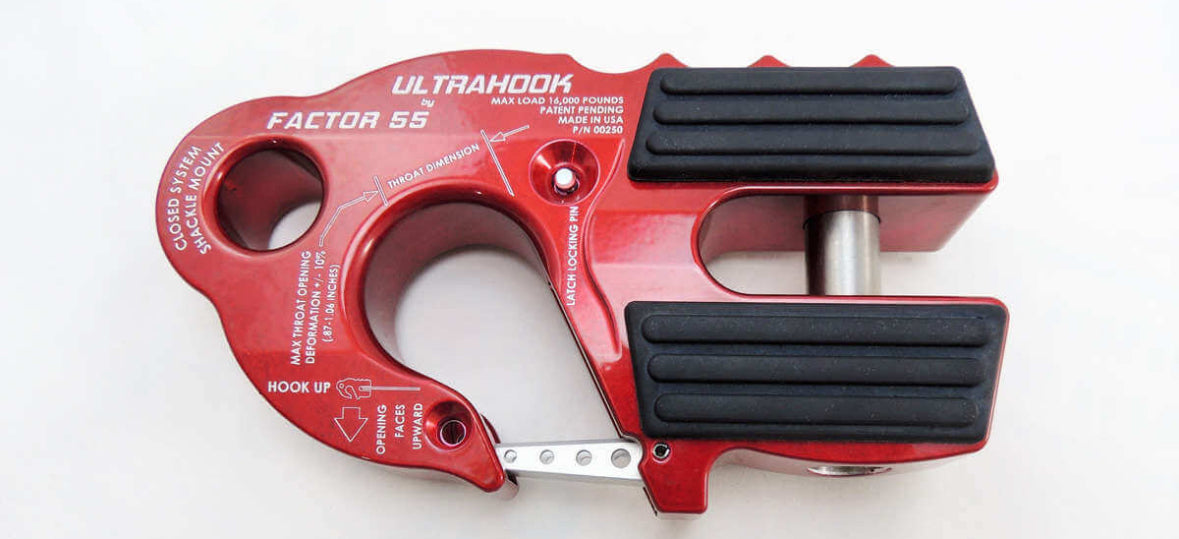 Factor 55 UltraHook Winch Hook W/Shackle Mount - Red – SRQ Fabrications