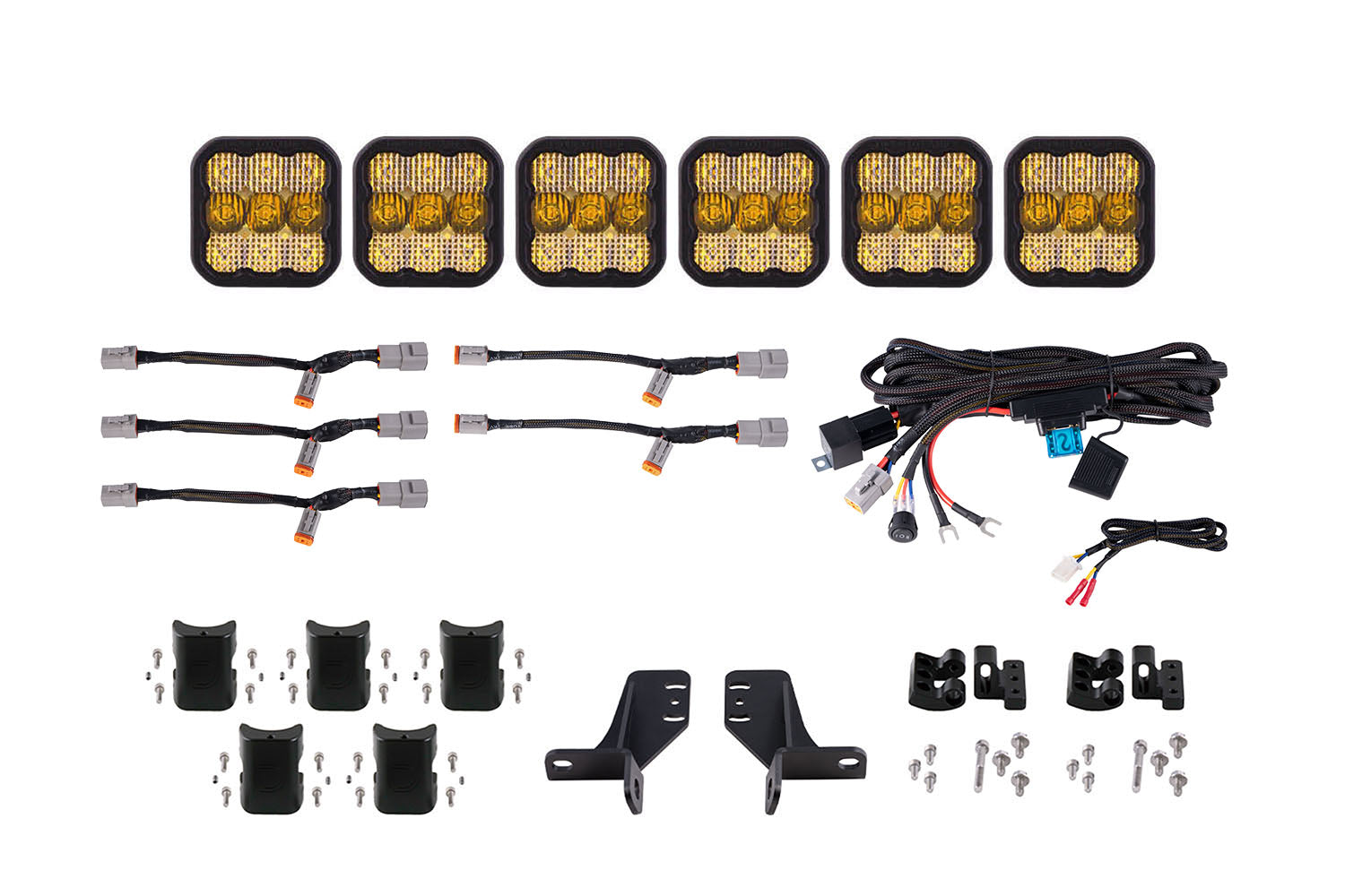 2021+ 6th Gen Bronco SS5 6-Pod CrossLink Grille Lightbar Kit Pro Yello ...